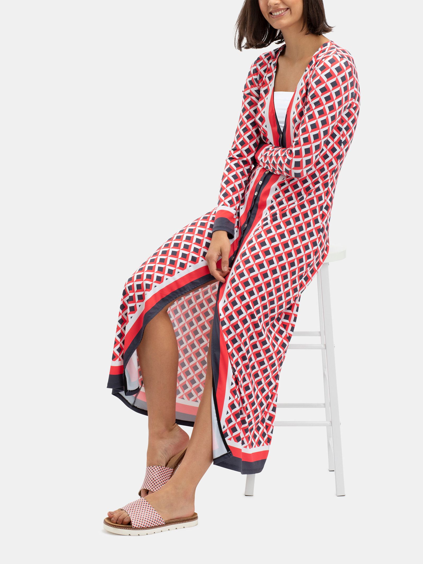 Long Sleeve Button Down Dress. Custom Button Dress Printed
