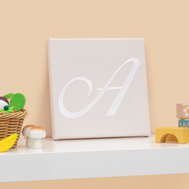 Embroidered Canvas Letter Art. Letter Canvas Wall Art.