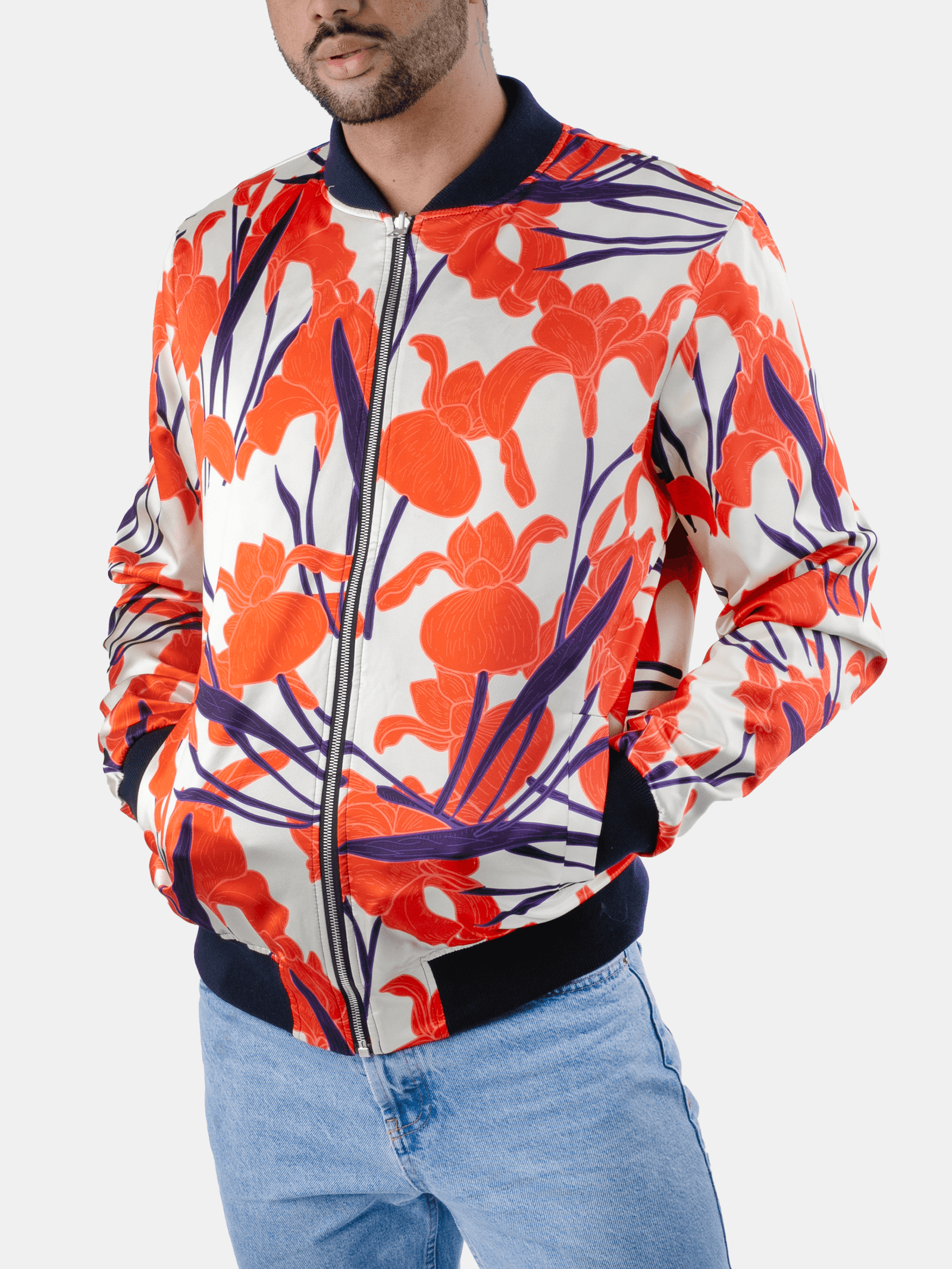 Design Custom Reversible Silk Bomber Jacket for Men